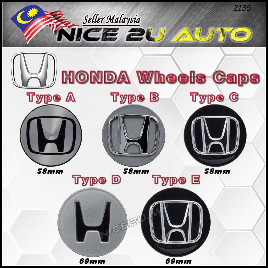 Honda 58mm/69mm City Jazz Civic HRV BRV CRV Sport Rim Centre Cap ...