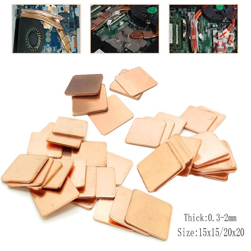 5 X Copper Heat Sink Laptop GPU CPU Heat Sink Copper Shim 15x15/20x20mm ...