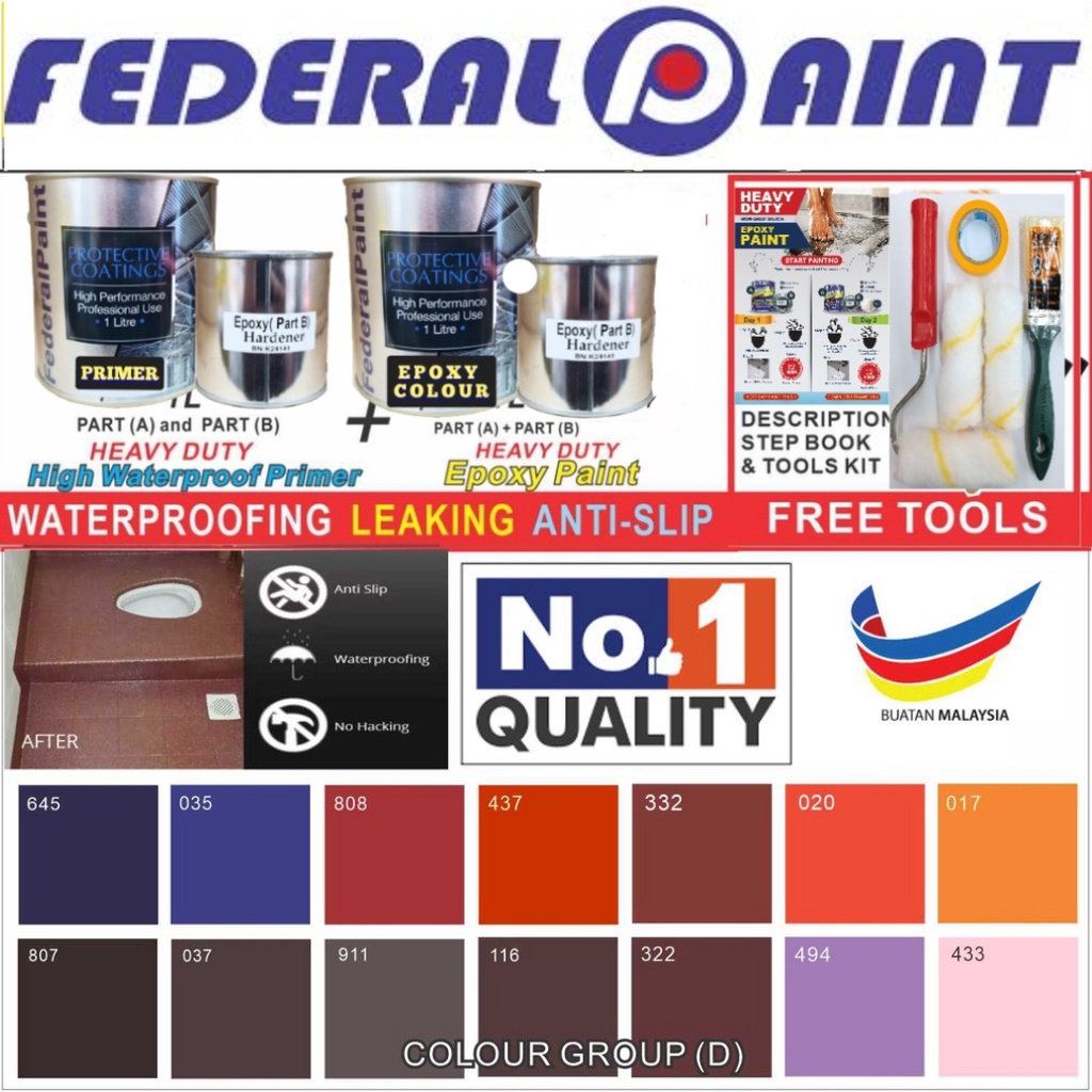 ( FULL SET EPOXY PAINT ) FOR TOILET TILES FLOOR ( 1L PRIMER / 1L EPOXY ...