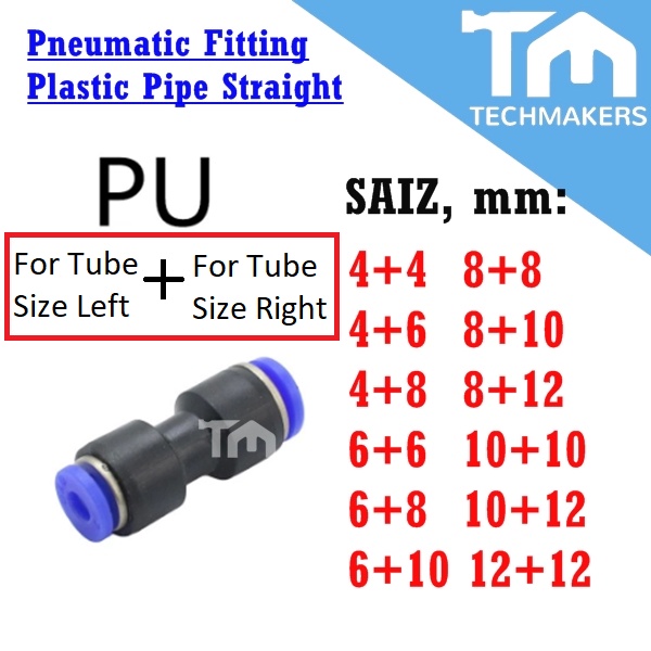 PU-4 to PU-16 PG-8 to PG-12 Straight Pneumatic Fitting Air Hose Tube Quick Connector 4mm 5mm 6mm ...