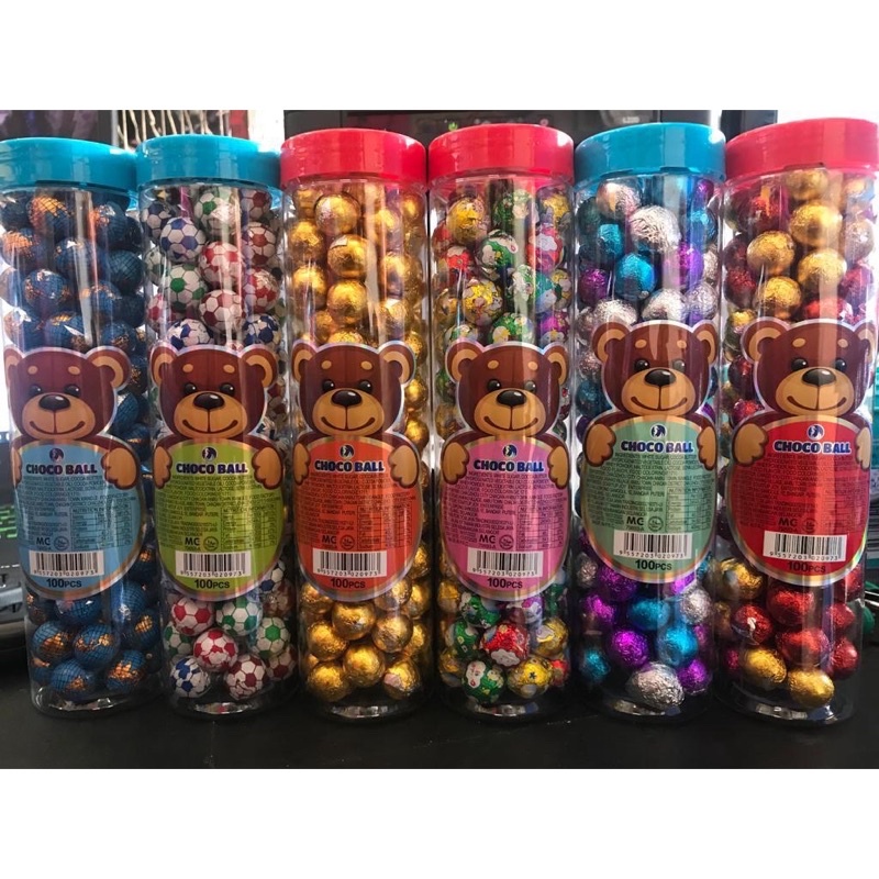 100 Pcs Choco Ball Gold & Red Foil/ Gold/ Soccer/ Bumi Earth/ Purple ...