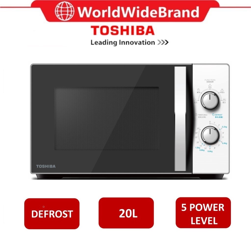 Toshiba Microwave Oven (20L/700W) 5 Power Levels Solo Microwave MWP-MM20P(WH) With LED Cavity ...