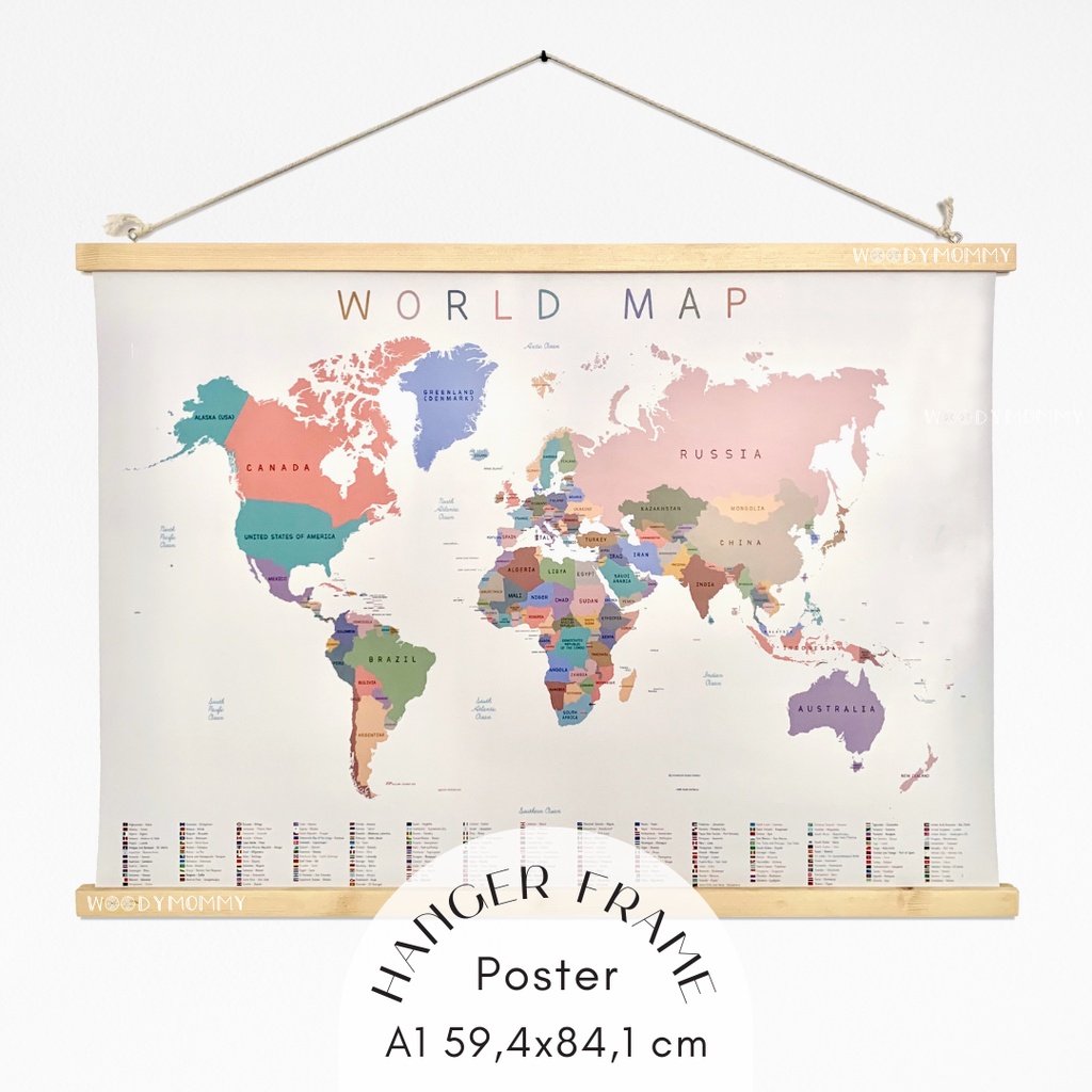 Magnetic Poster Hanger Frame A1 59.4x84.1 cm - Aesthetic Hanging Wooden ...