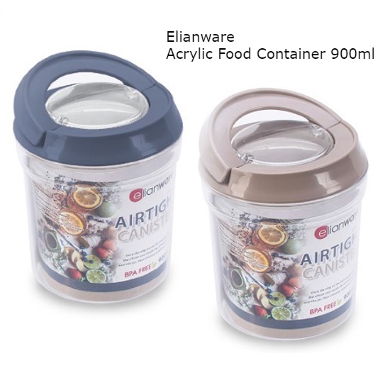 Elianware Acrylic Food Container Bekas Makanan Canister Round Shape ...