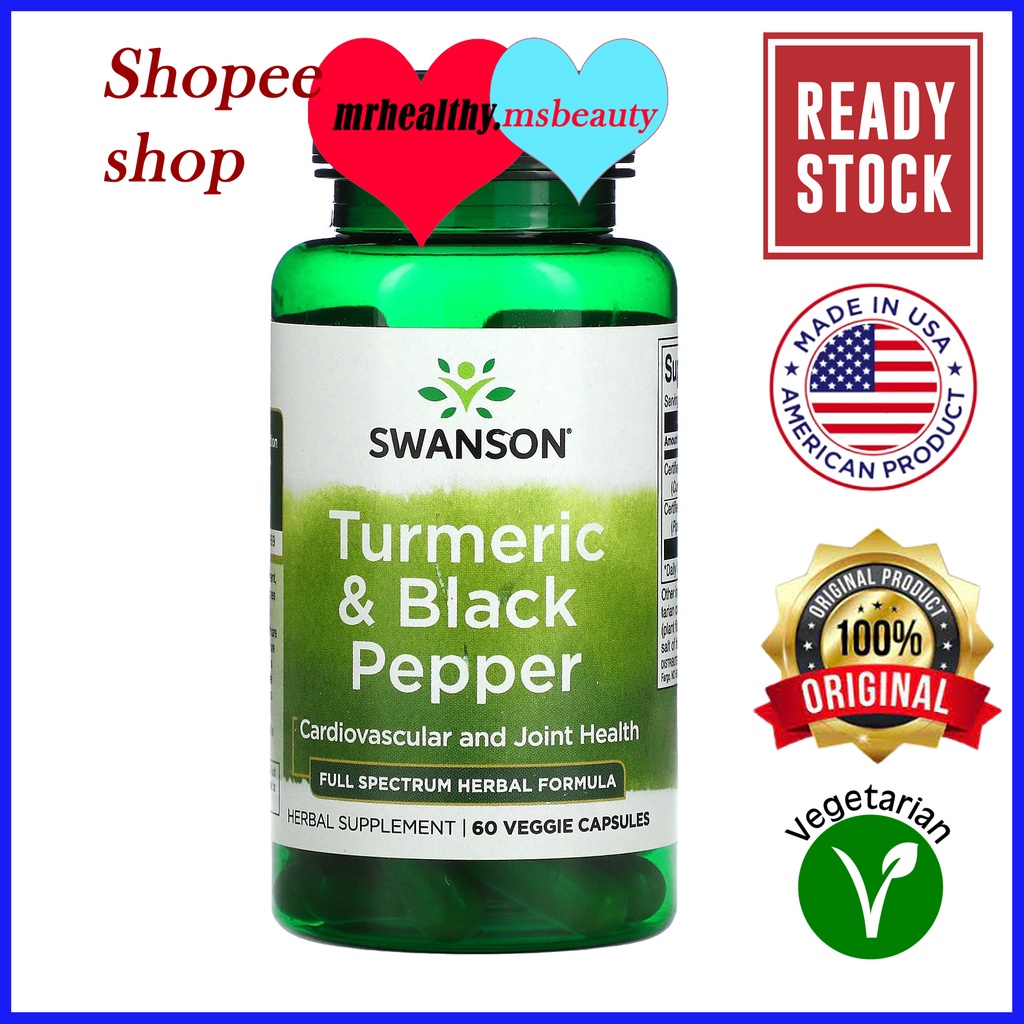 Swanson, Turmeric & Black Pepper, 60 Veggie Capsules | Shopee Malaysia
