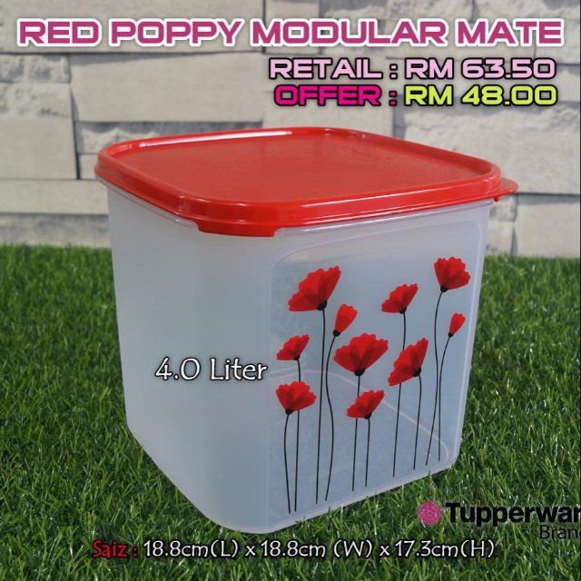 Red Poppy Garden Set Tupperware (4L) - 1 pc | Shopee Malaysia