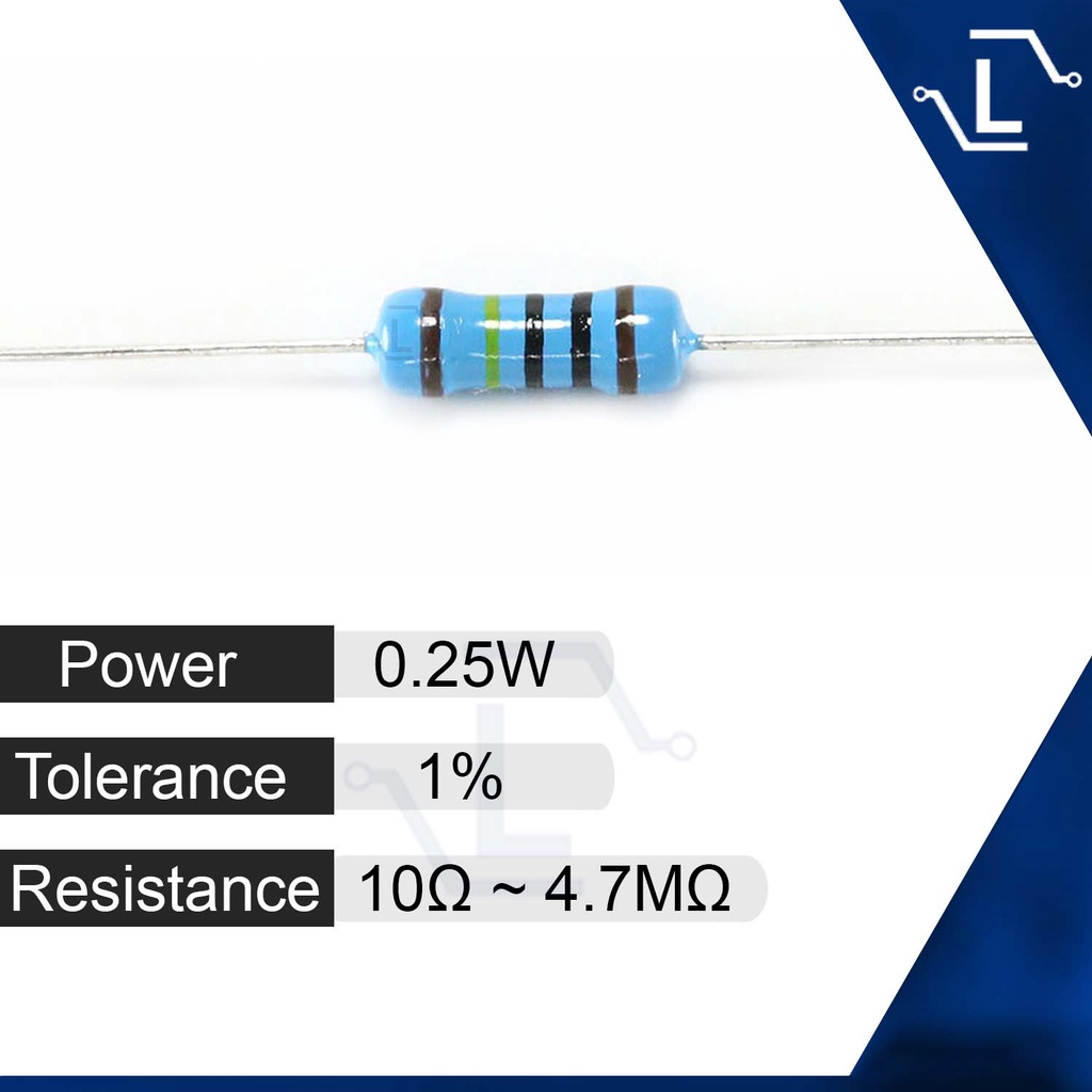 [Luminense] 5 pcs Resistors 1/4W 0.25W 1% Tolerance Resistor Metal Film ...