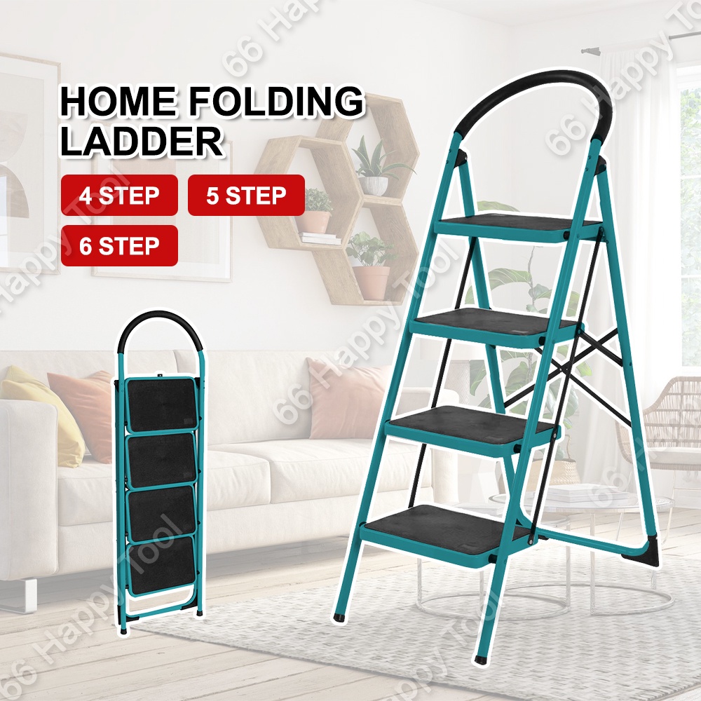 4 / 5 / 6 Steps Heavy Duty Home Foldable Ladder With Hand Grip Folding ...