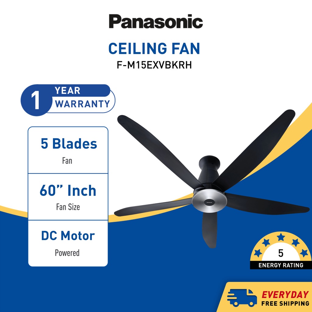 Panasonic Ceiling Fan Aura Series 5 Blade F-M15Ex 60 Inch Long Dc Motor ...