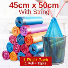 Automatic Closing Tie On Garbage Bag Bags With Rope Easy Pull 45cmx50cm ...