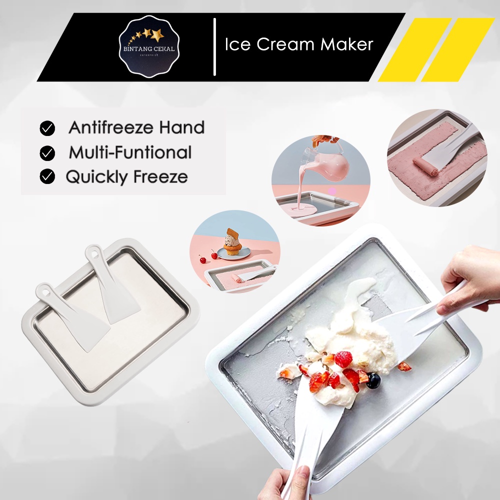 BC Ice Cream Maker DIY Mini Fried Ice Machine 2 Shovels Tray Homemade ...