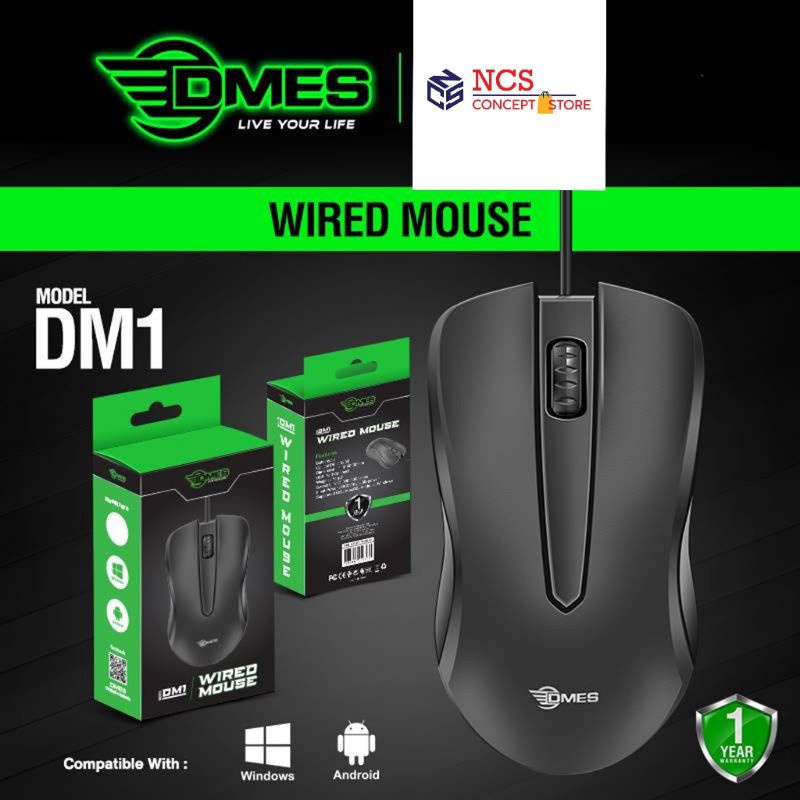 DMES DM1 Optical Wired Mouse Black with 1200DPI - 1 Year Warranty ...