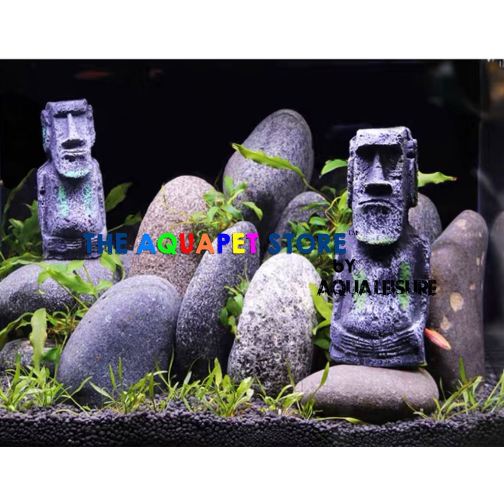 AQUARIUM DECORATION SHARK WARNING SKELETON MOAI STATUE | Shopee Malaysia