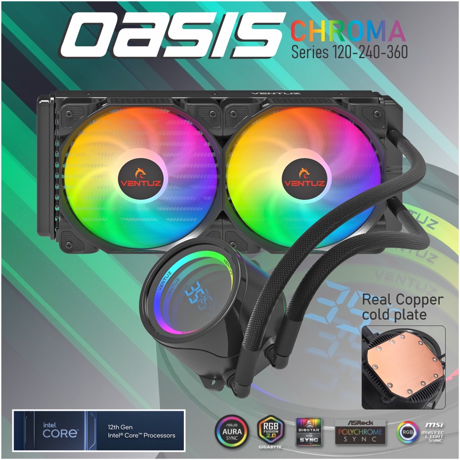 Ventuz - AIO WATER COOLING OASIS 240MM ARGB (LED TEMP,ARGB,LGA1700 ...
