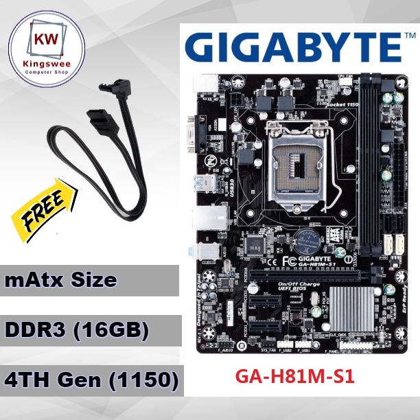Gigabyte H81M Motherboard - Socket 1150 4th Gen Mobo DDR3 - FREE Sata ...