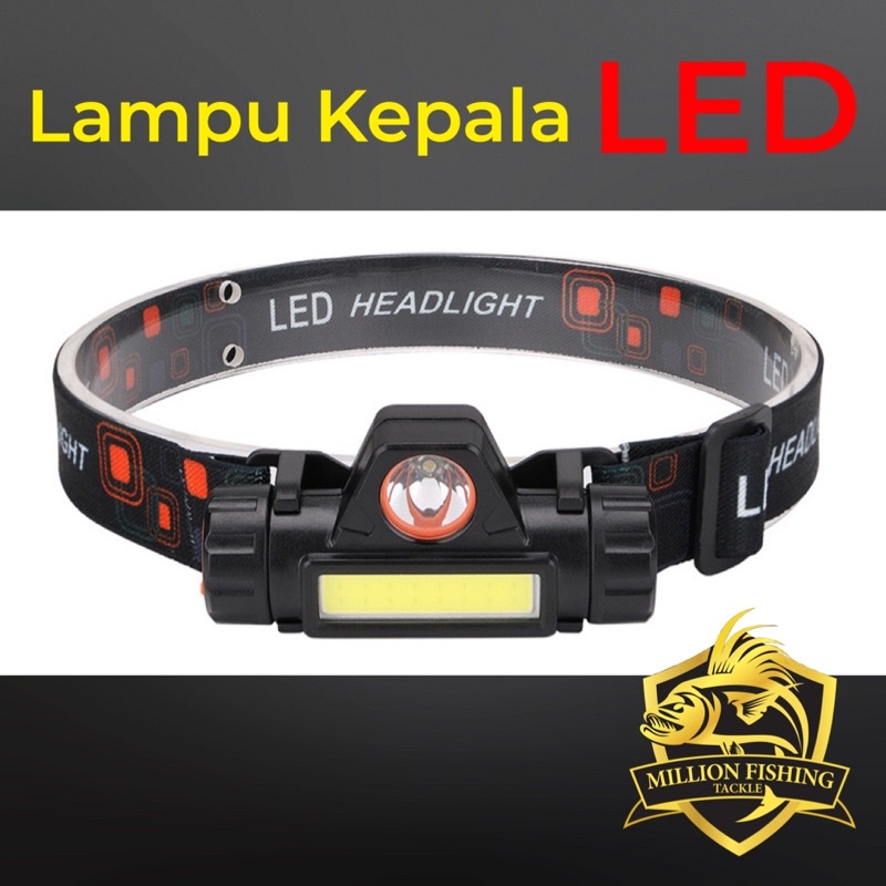 Lampu Kepala LED Headlight USB Rechargeable Headlamp Outdoor Fishing ...