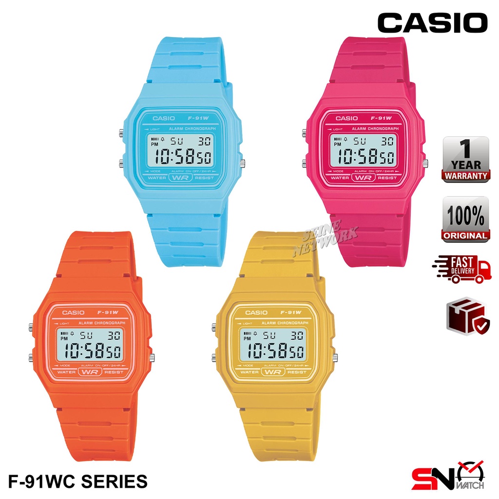 Casio F-91WC New Colors Series Digital Resin Band Unisex Sports Watch ...