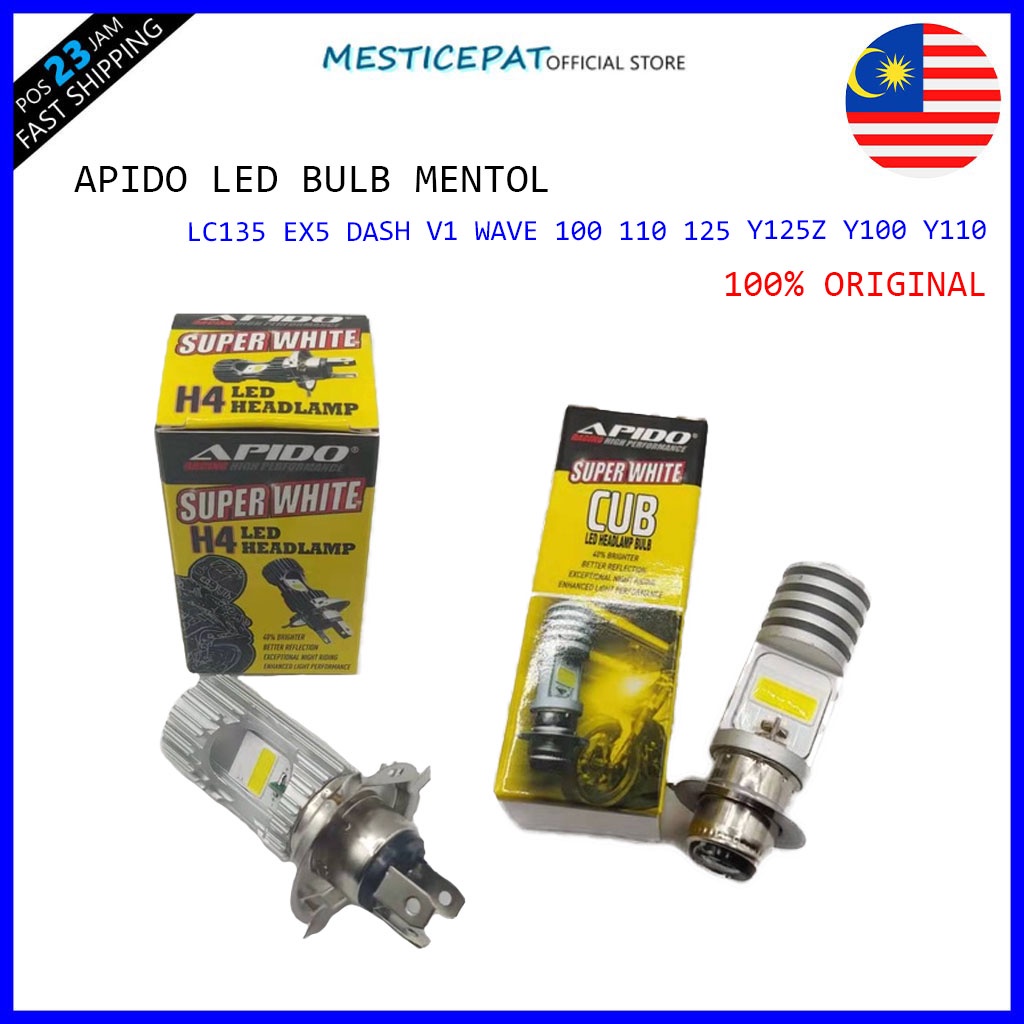 APIDO LED BULB MENTOL LAMPU T19 LC135 EX5 DASH V1 WAVE 100 110 125 ...