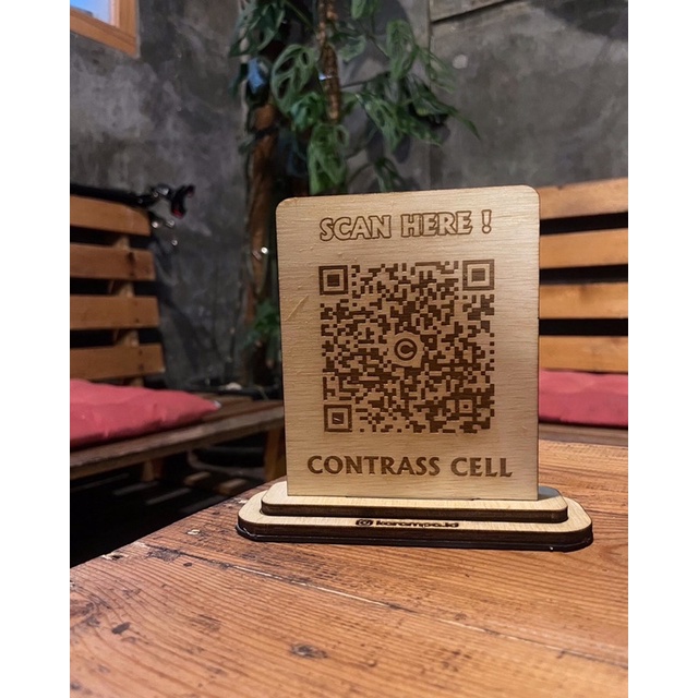 KAYU Qr Code Sign, DANA Barcode, Acrylic Barcode Board, Wooden Barcode ...