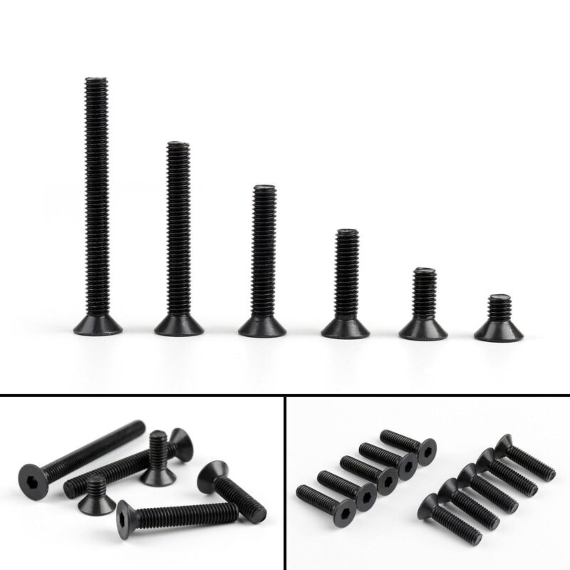 100/50/25/10pcs Hexagon Socket Flat Countersunk Head Screw Carbon Steel ...