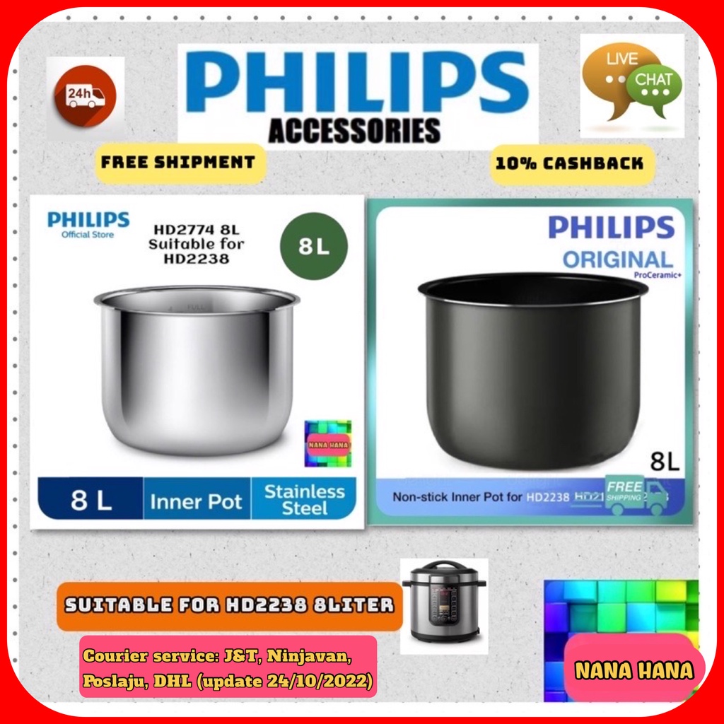 (8L) (rm 126) Philips Stainless Steel Inner Pot- HD2774 / Pro-ceramic ...