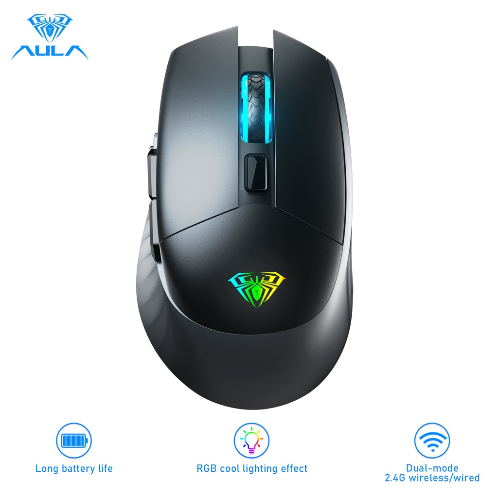 AULA SC520 RGB Dual-mode 2.4G Wirelees Type-C Wired Gaming mouse 10000 ...