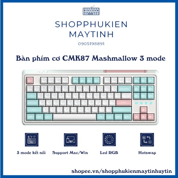 FL CMK87 Mashmallow 3-mode / RGB Led / Hotswap mechanical keyboard ...