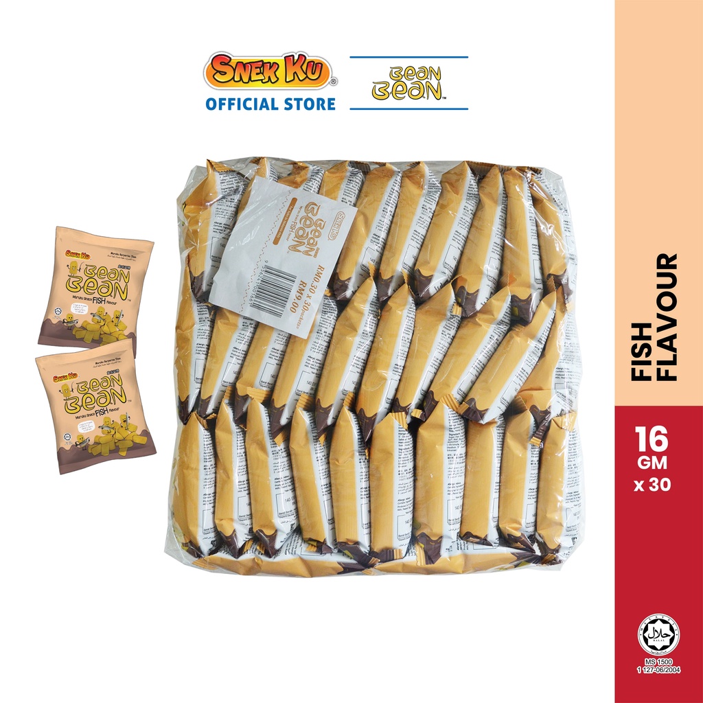 Snek Ku Bean Bean Fish Flavoured Snacks (16g x 30 pkts) | Shopee Malaysia