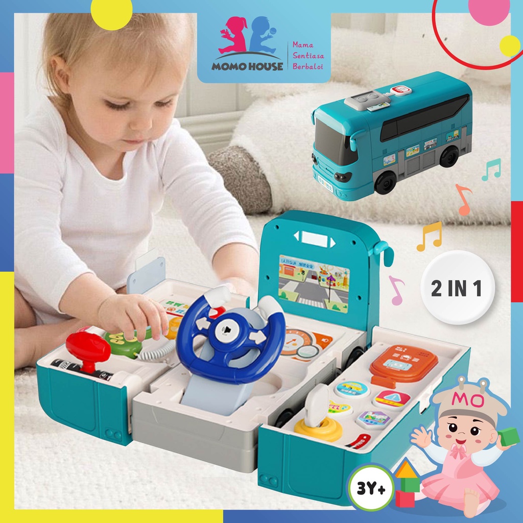 Bus Simulator Toy With Steering Kids Play Vehicles Toy Set School Bus ...