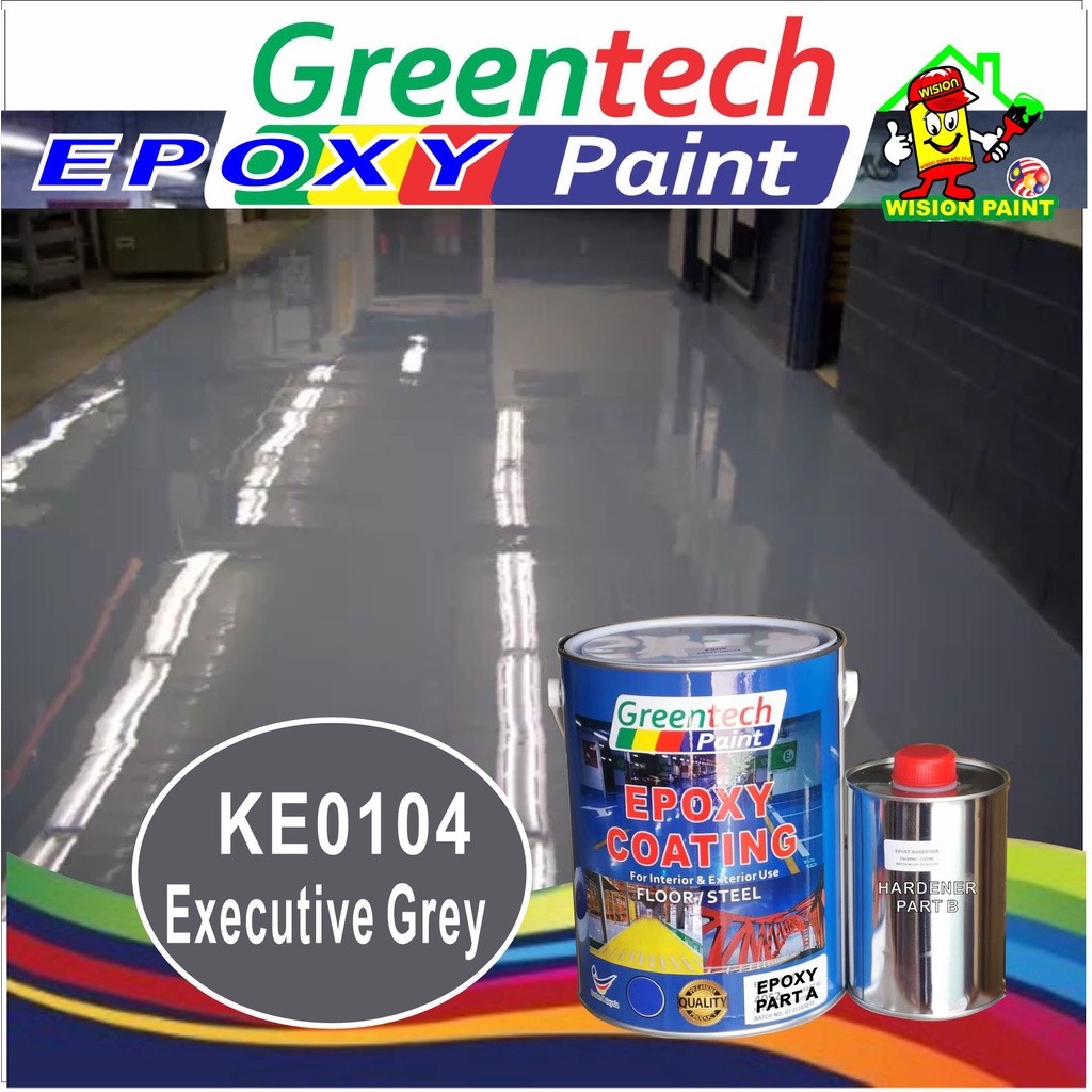 KE0104 EXECUTIVE GREY 5L Epoxy paint ( GREENTECH EPOXY ) Cat Lantai ...
