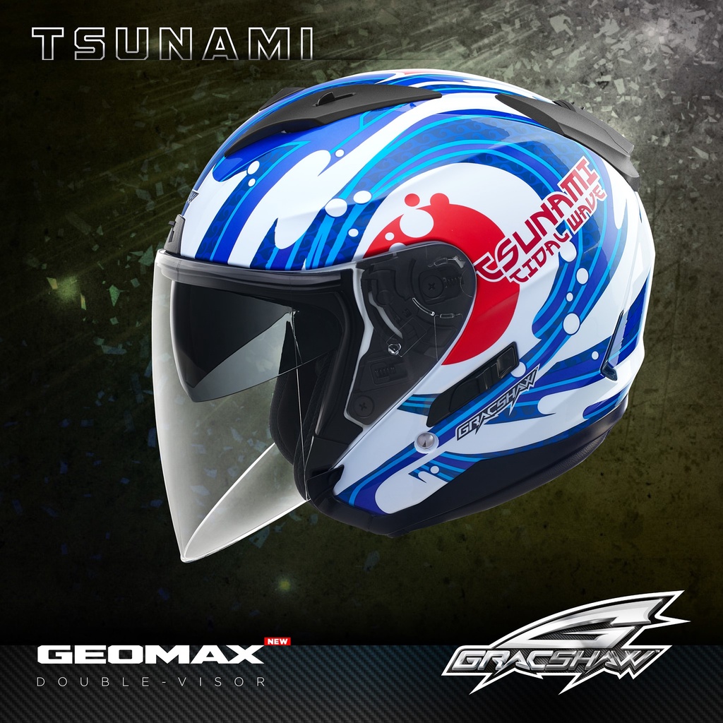 Gracshaw Helmet Geomax G555 Tsunami Double Visor/Open Face Helmet ...
