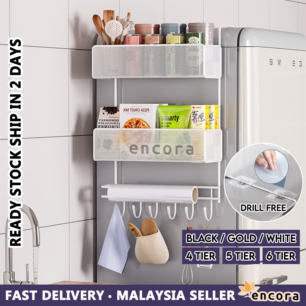 Encora Multilayer Fridge Rack Hanging Rack Rak Peti Ais Nail Free ...