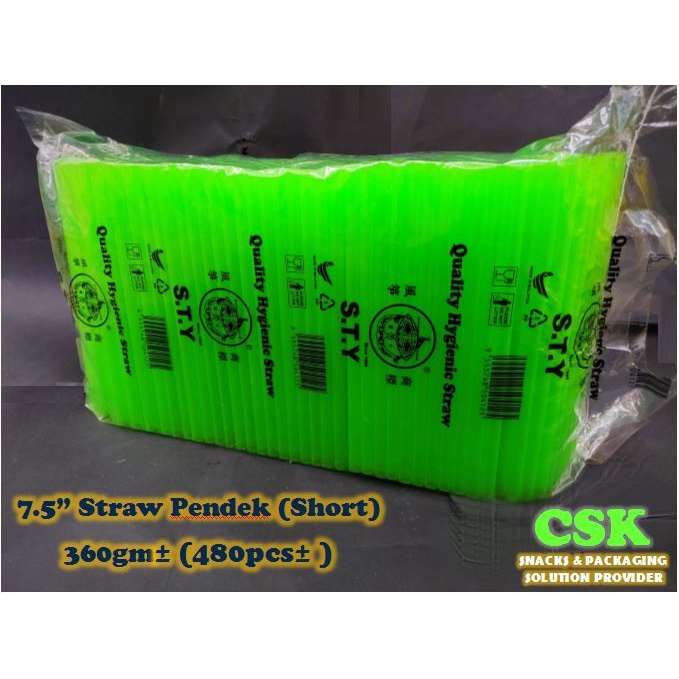 7.5" Drinking Straw (480pcs± x 360gm±) / Straw Plastik Pendek 7.5 inci ...