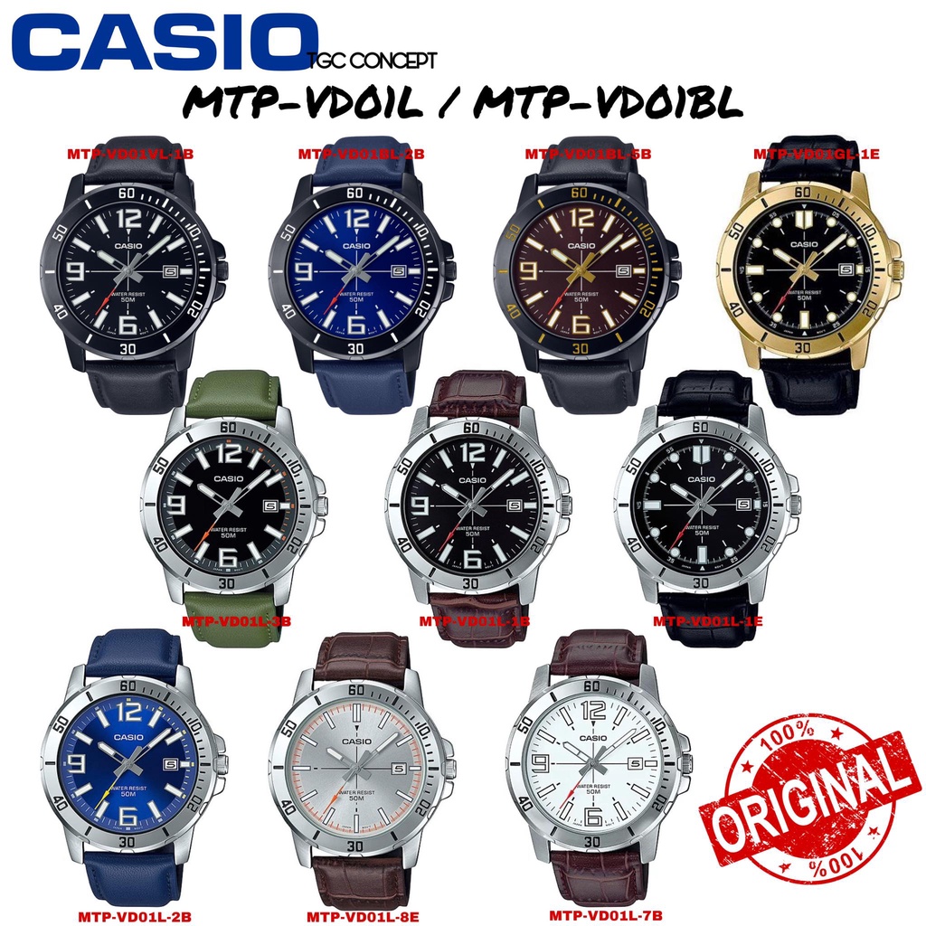 ENTICER MEN Casio MTP-VD01L MTP-VD01BL MTP-VD01GL MTP-VD01D MTP-VD01SG ...