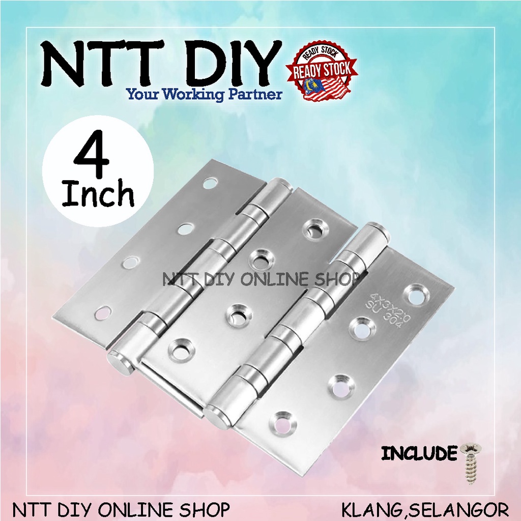 NTT DIY Stainless Steel 304 Heavy Duty Door Hinges 4inch X 2.0mm ...
