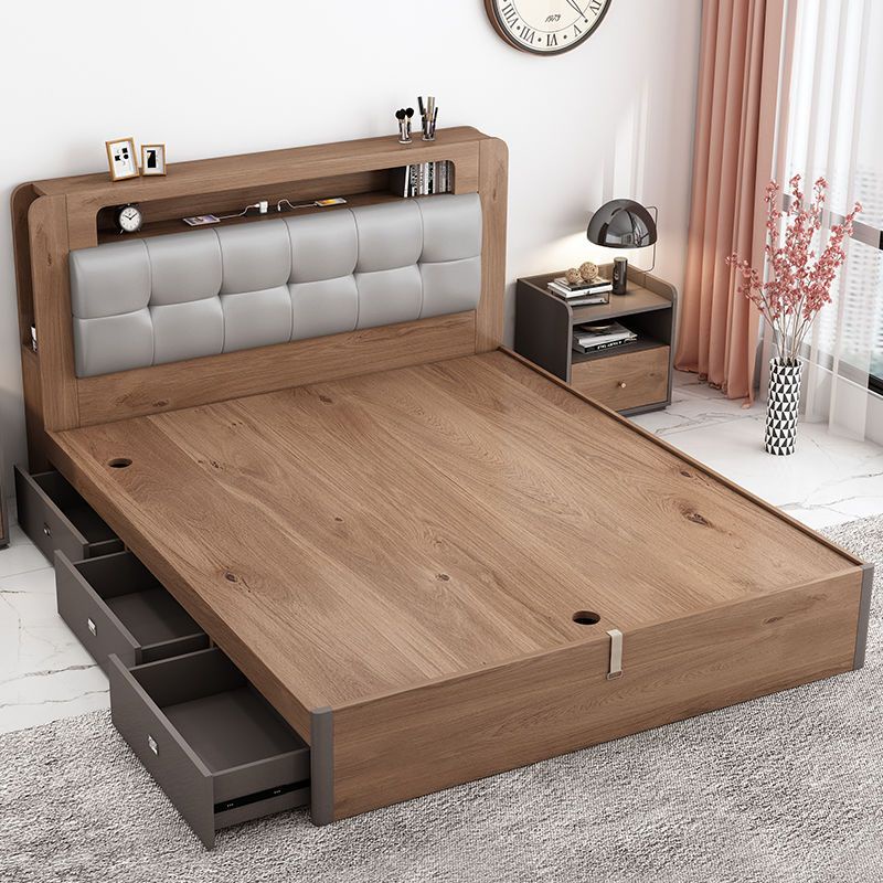 Master bedroom with double bed household Nordic bedroom box storage bed ...