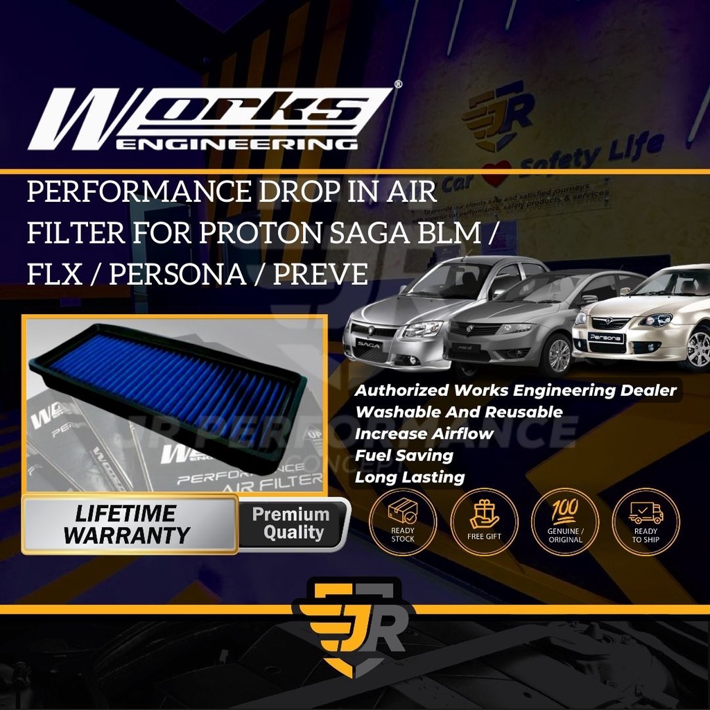 Works Engineering Washable Drop In Replacement Air Filter Saga BLM FLX Persona Preve Penapis ...