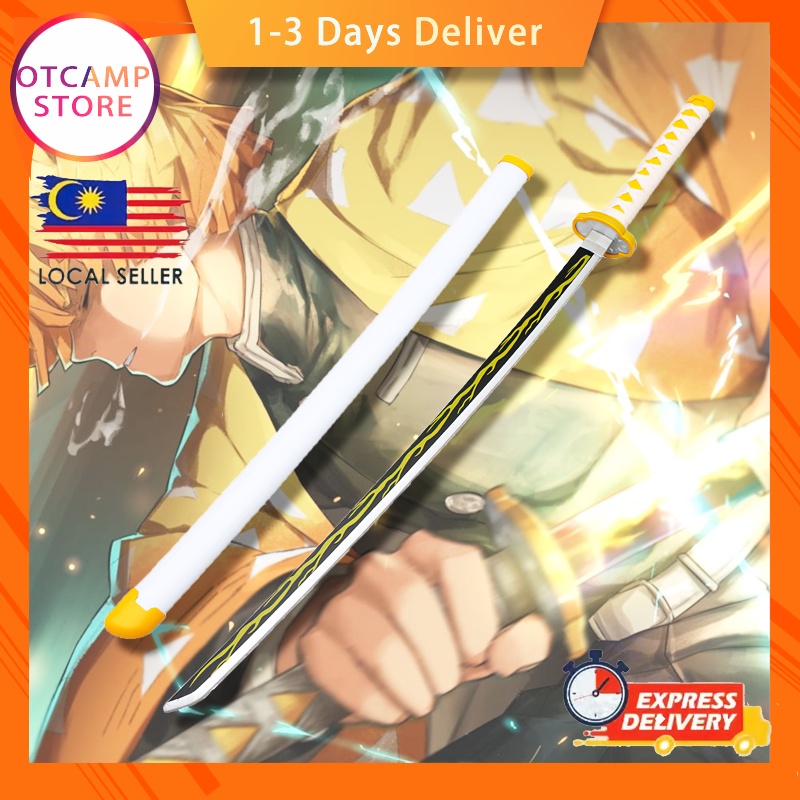 LOCAL SELLER Agatsuma Zenitsu Sword 104cm ABS wooden anime cos Sword ...