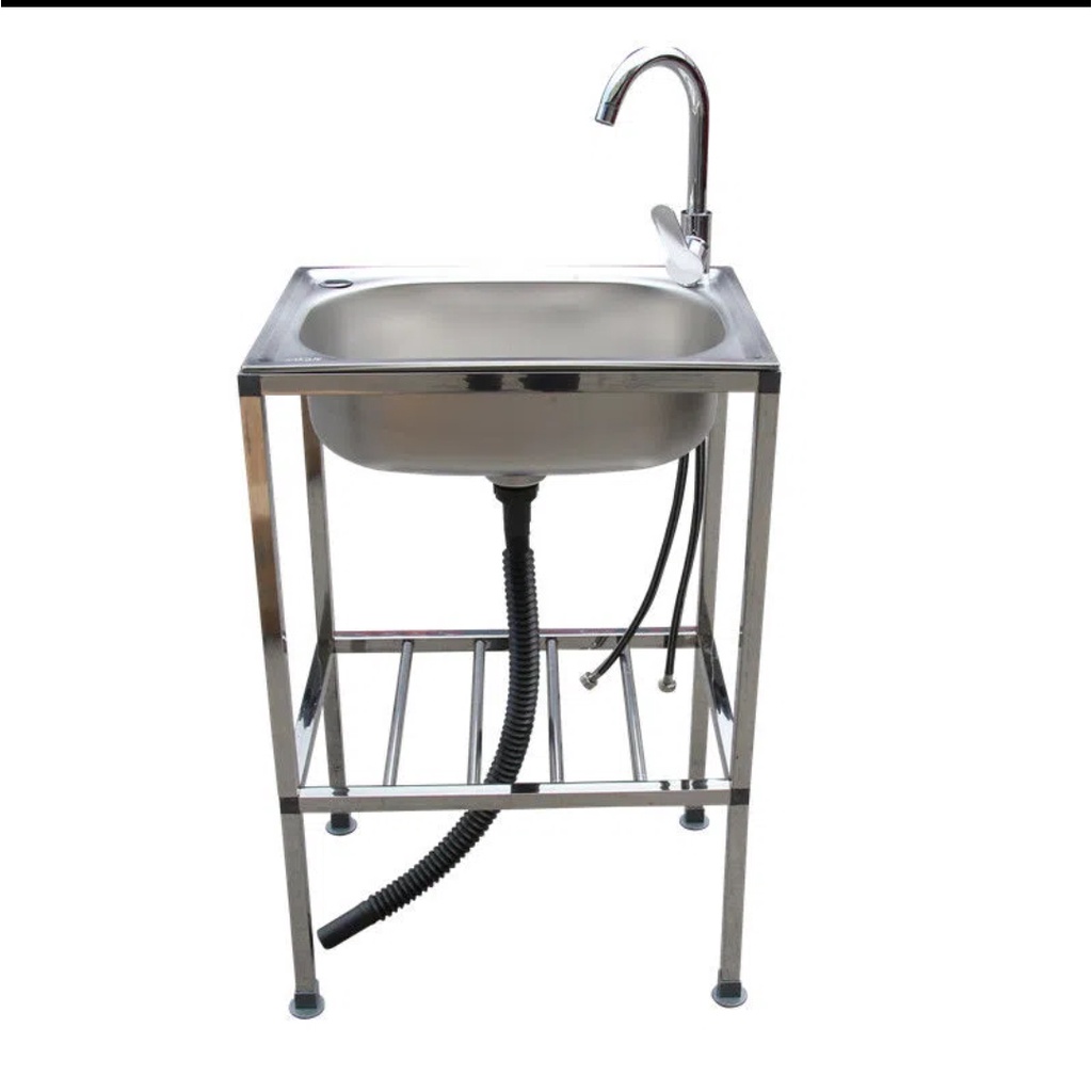 Basin Sink stainless steel with stand rack * Basin sinki dapur stand ...