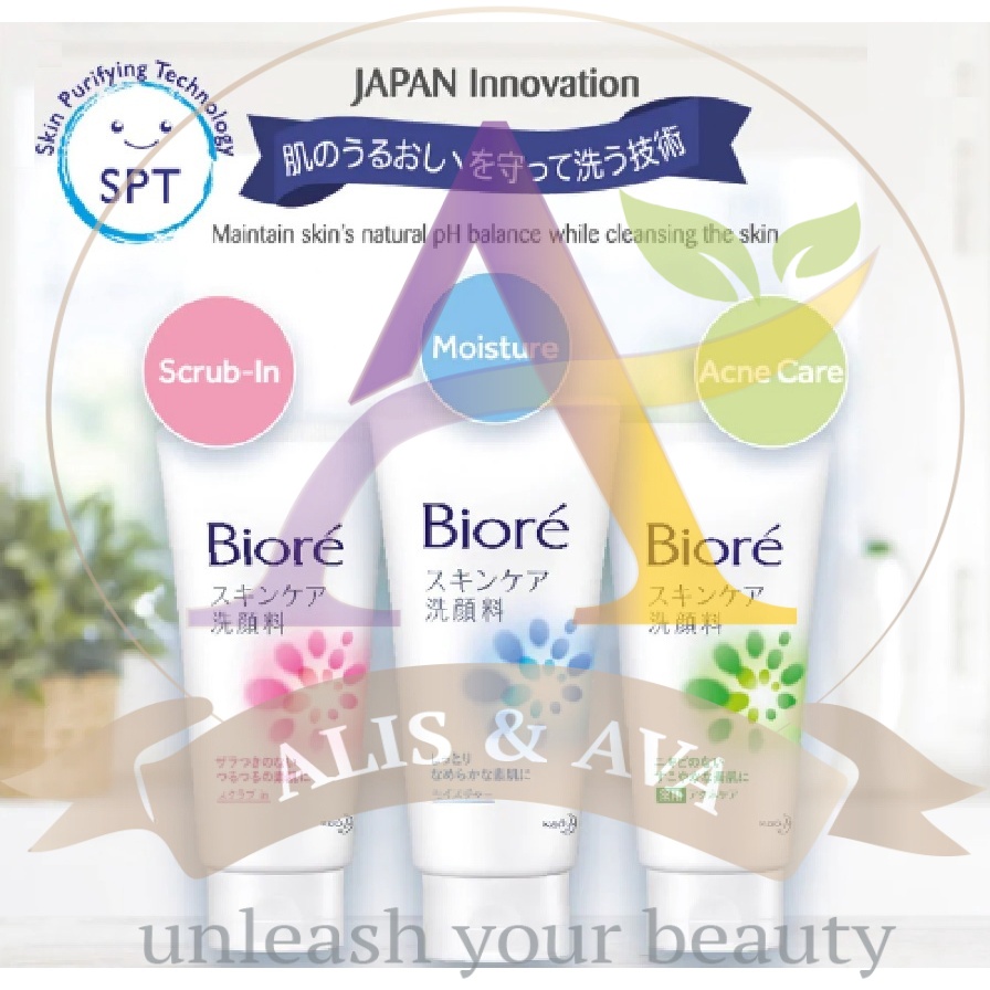 Biore Skin Scrub in / Moisture / Acne Care Cleanser Face Wash 130g ...