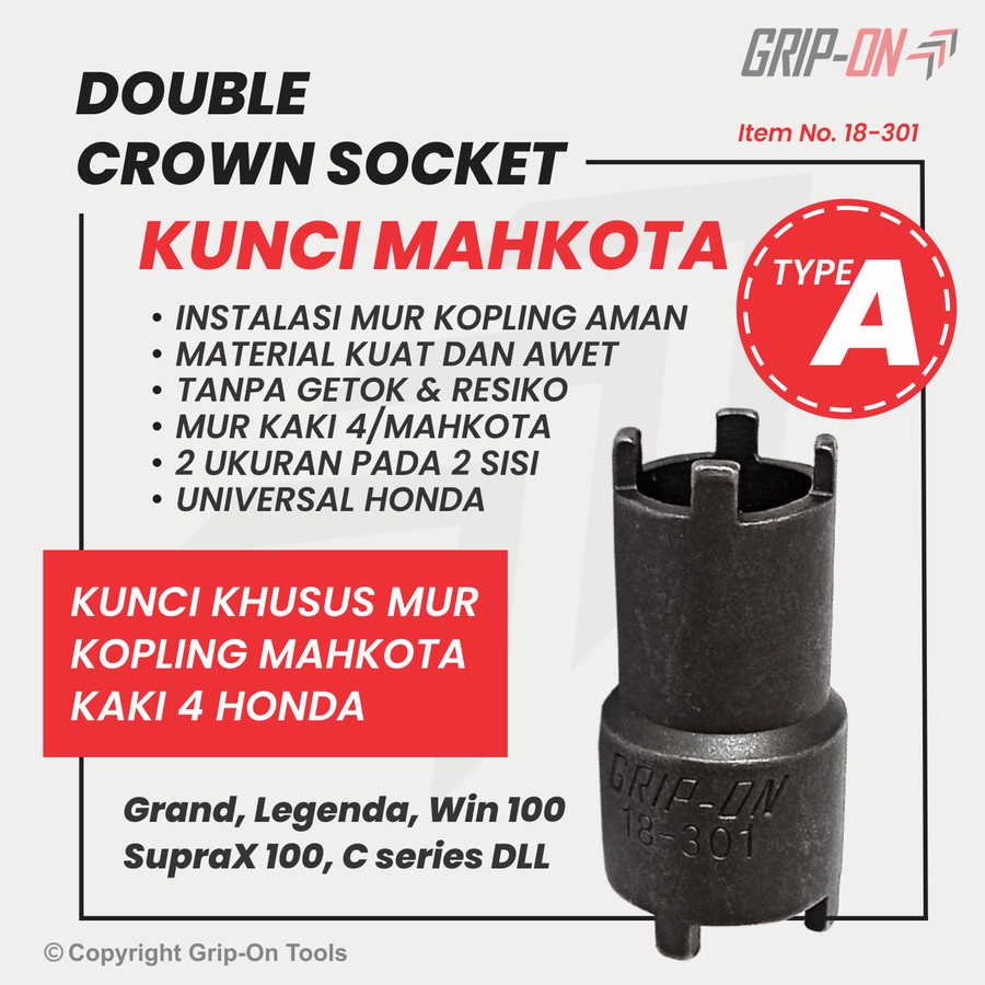 Grip-on Double Crown Socket A / Key Crown Double Clutch Nuts | Shopee ...