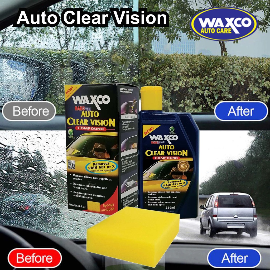 WAXCO Auto Clear Vision Compound Glass Cleaner Polish - 250ml | Shopee ...