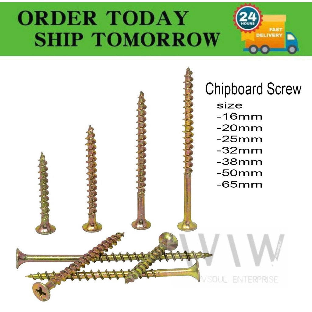 Chipboard Screw /Flat Head Gold Screw /Skru Kayu /Wood Chipboard Screw ...