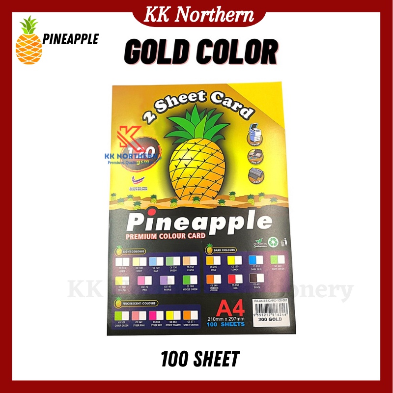Pineapple A4 Colour Paper 120gsm 2 Sheet Card Kad Warna A4 Drawing ...