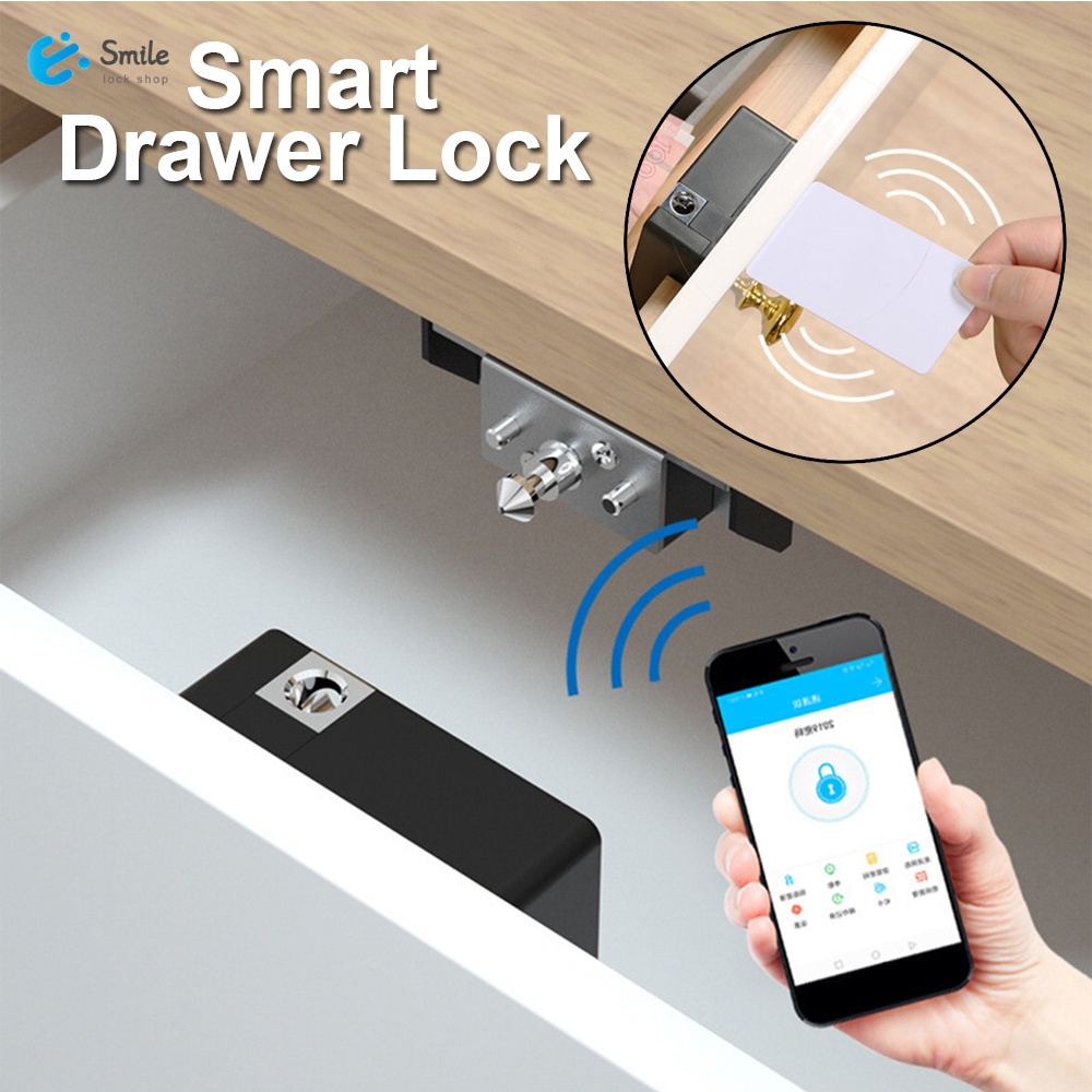 Smart Drawer Lock Intelligent Cabinet Locker Keyless Electronic Lock IC/ID Card TT Lock APP ...