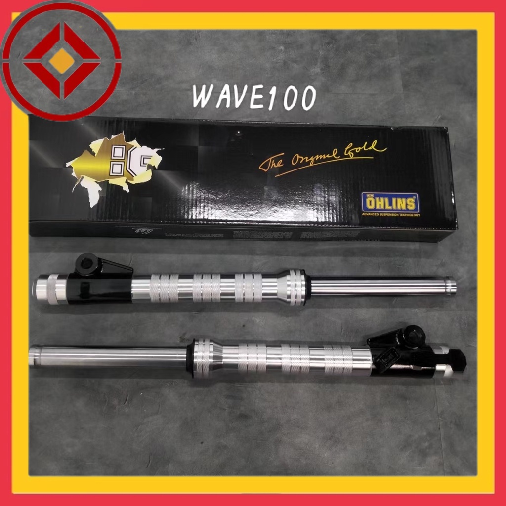HONDA WAVE100 OHLINS CNC FRONT FORK LAY CHROME CUTTING LEO KURADO W100 ...