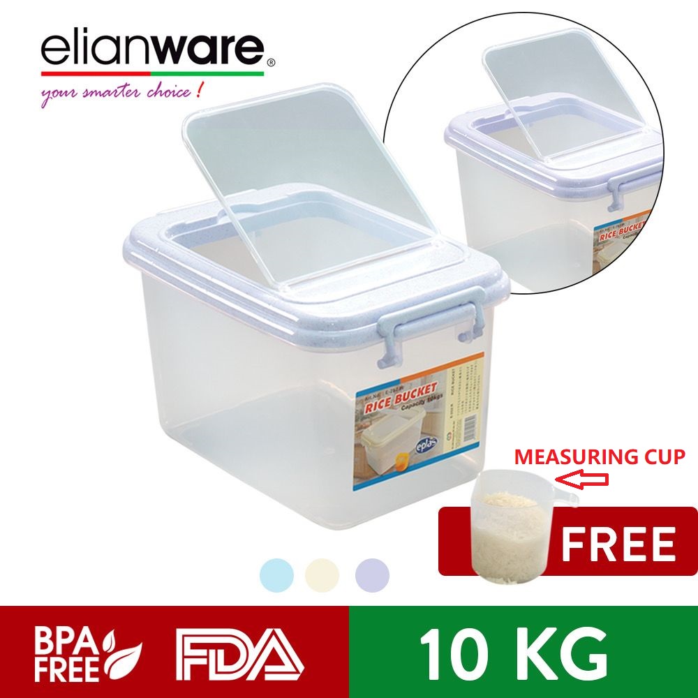 Elianware BPA Free Rice Dispenser Food Storage Container Box (10kg ...