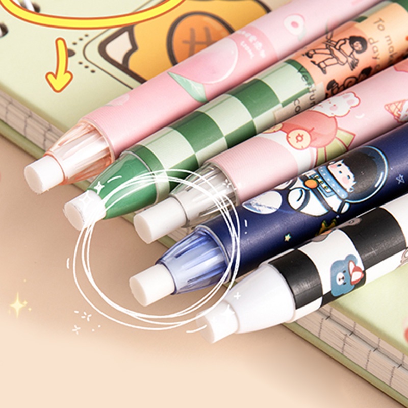 Cute Cartoon Retractable Pen Shape Eraser Student Portable Soft Rubber ...
