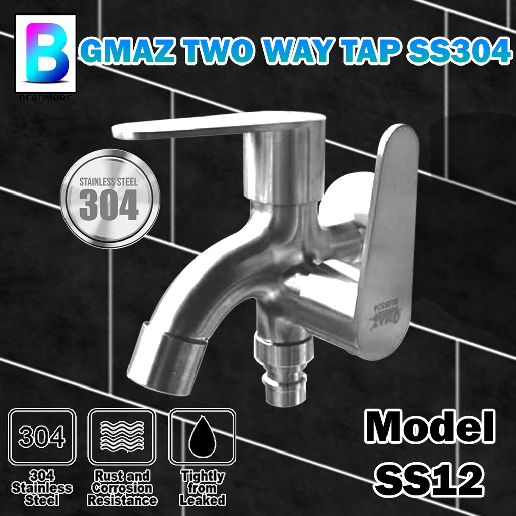 GMAZ TWO WAY TAP (SS304) SS12 / TWO WAY TAP BLACK (SB304) SB12 | Shopee ...