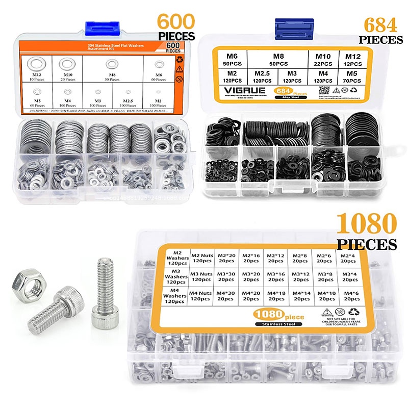 1080Pcs Stainless Steel Screws Hexagon Socket Round Head Screws Round ...